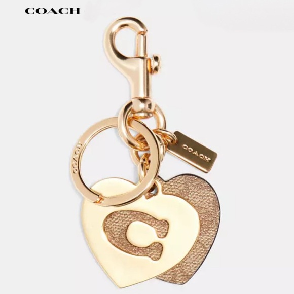 Coach | Accessories | Coach Heart Bag Charm In Signature Canvas And ...